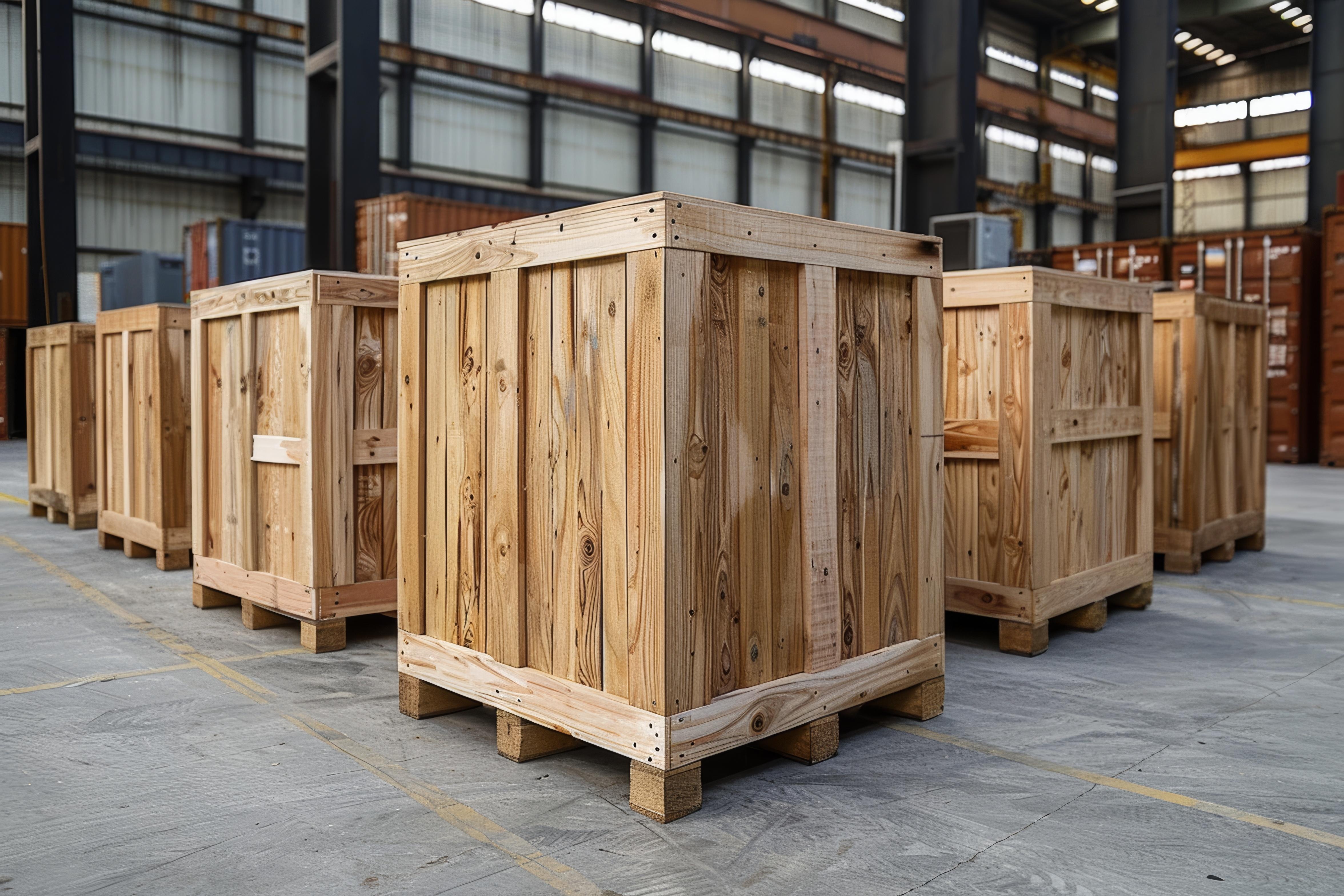 Wooden boxes stacked in a warehouse – LEFCO Worthington